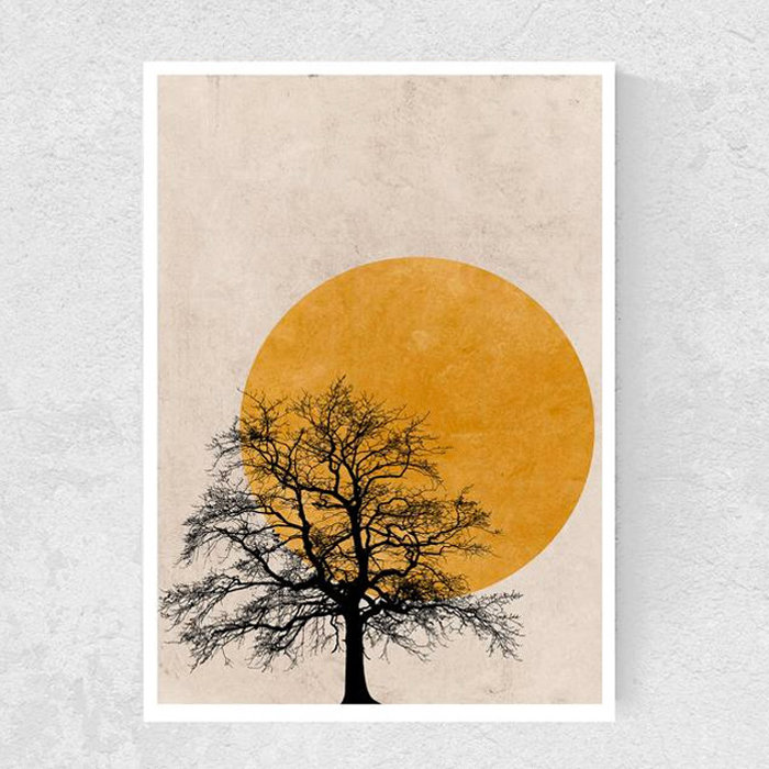 Tree Silhouette Sun Print | Home Office Art Ideas